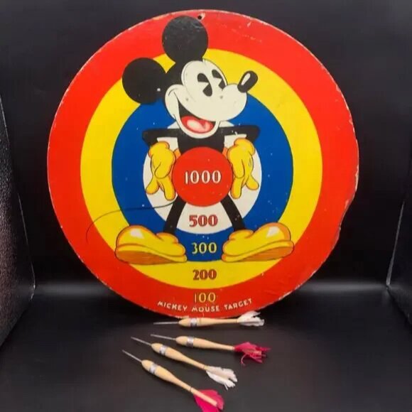 Disney | Games | Vintage Mickey Mouse Target W Darts Disney Marks Brothers Co Pieeyed | Poshmark